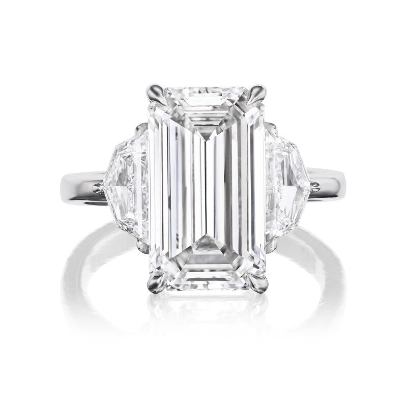 Classic Emerald Cut Three Stone Diamond Engagement Ring– Saray Jewelry NYC